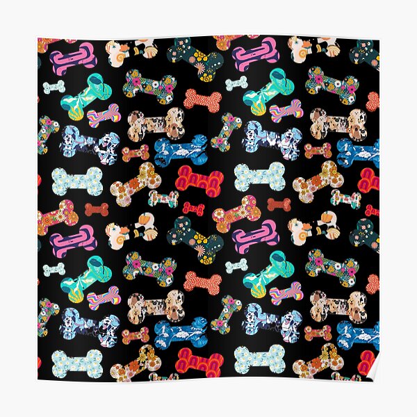 "Colorful dog bones" Poster by FGCART | Redbubble