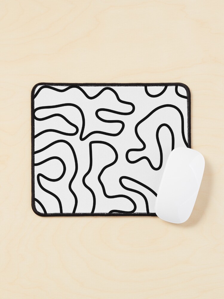 "Squiggle Maze Minimalist Abstract Pattern in Black and White" Mouse ...