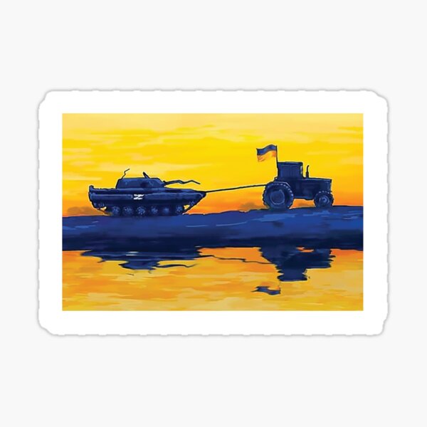 "Funny Russian Tank Ukrainian Tractor Subdivision Post Stamp" Sticker ...