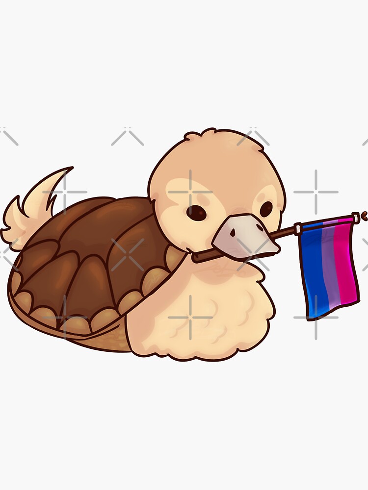 "ATLA Turtle Duck with Bisexual Flag" Sticker by Zolzo | Redbubble