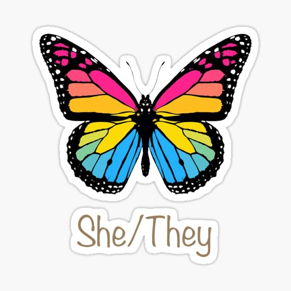 "Pan she/they pride butterfly" Sticker for Sale by StoryPlayer | Redbubble
