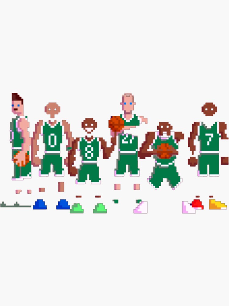 "8bit Boston Basketball Squad " Sticker for Sale by EmbeBubby | Redbubble