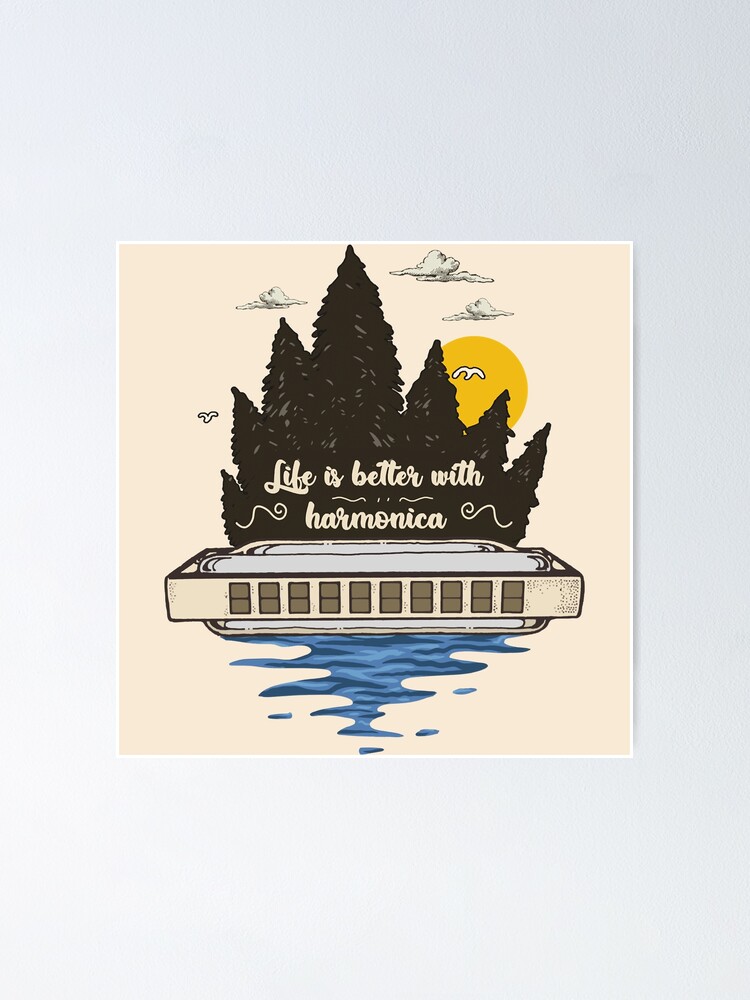 "Harmonica Player Musician Vintage Instrument" Poster for Sale by ...