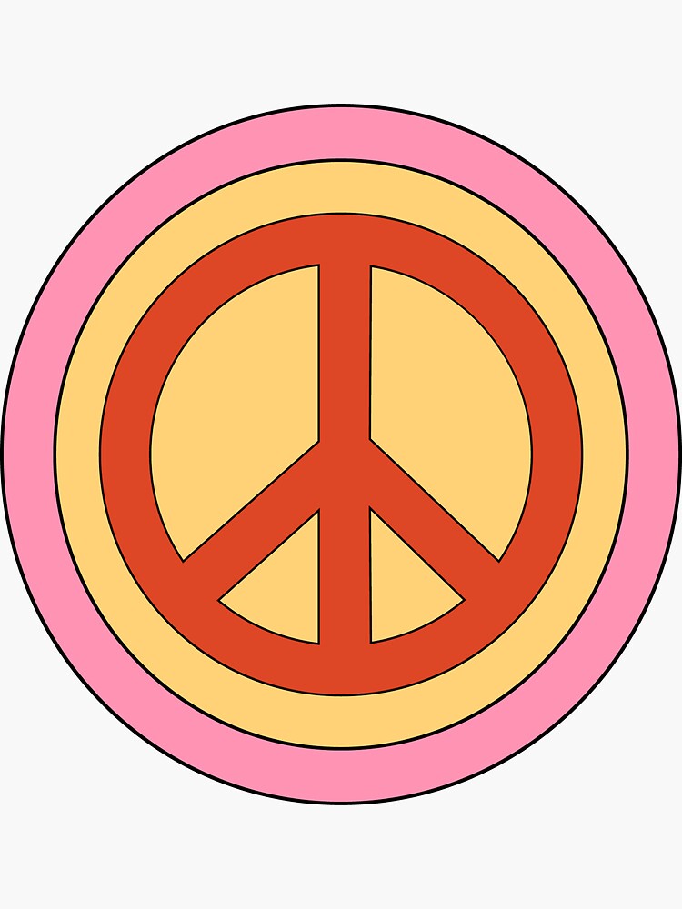 "Peace sign Retro Pink Groovy Sticker" Sticker for Sale by ...