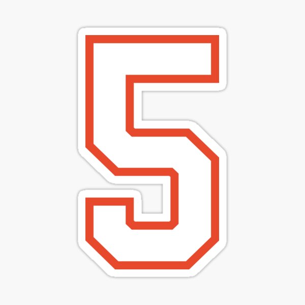 "Sports Number 5, white orange color lucky sport five" Sticker for Sale ...