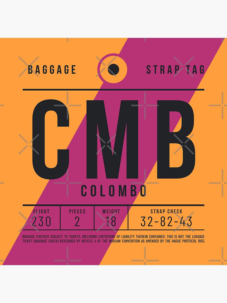 "Luggage Tag E - CMB Colombo Sri Lanka" Sticker for Sale by ...