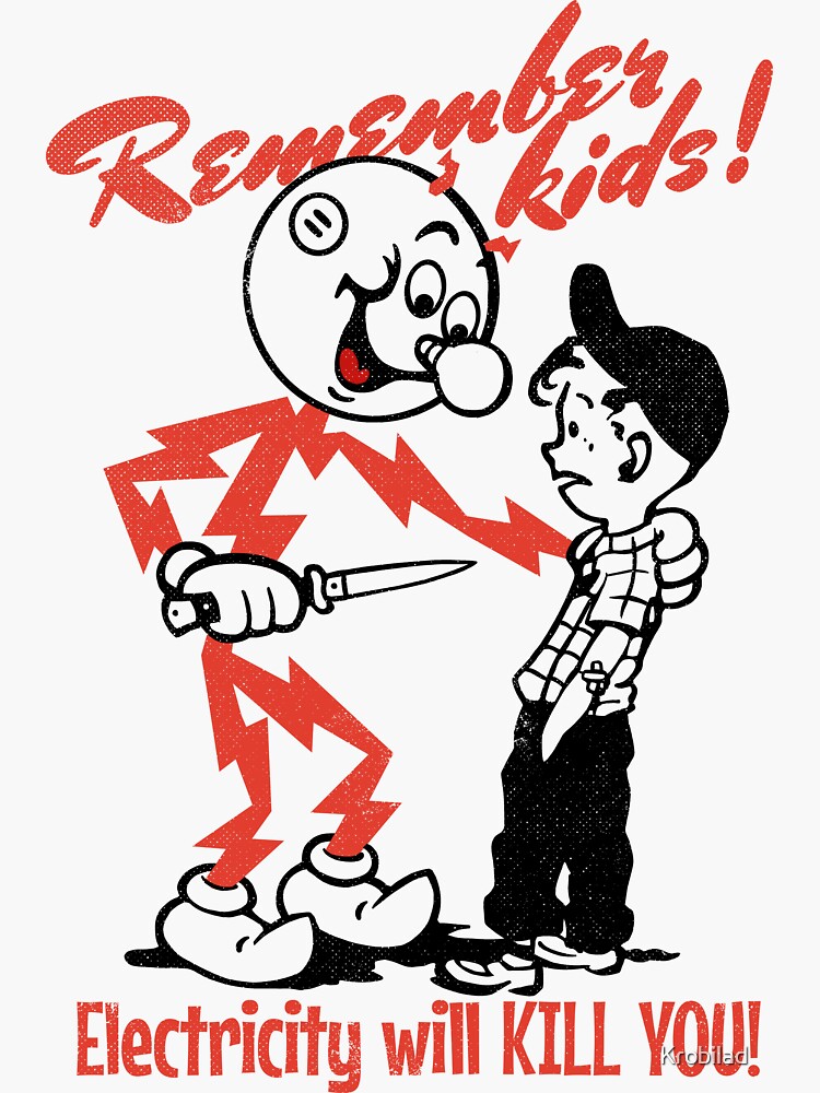 "ELECTRICITY KILLS" Sticker for Sale by Krobilad | Redbubble