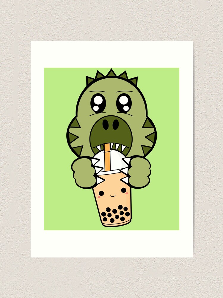 "Cute T Rex Drinking Boba Tea-Boba T rex" Art Print for Sale by ...