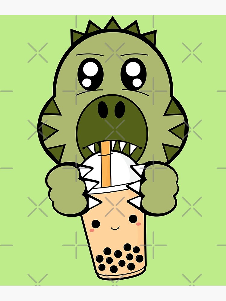 "Cute T Rex Drinking Boba Tea-Boba T rex" Art Print for Sale by ...