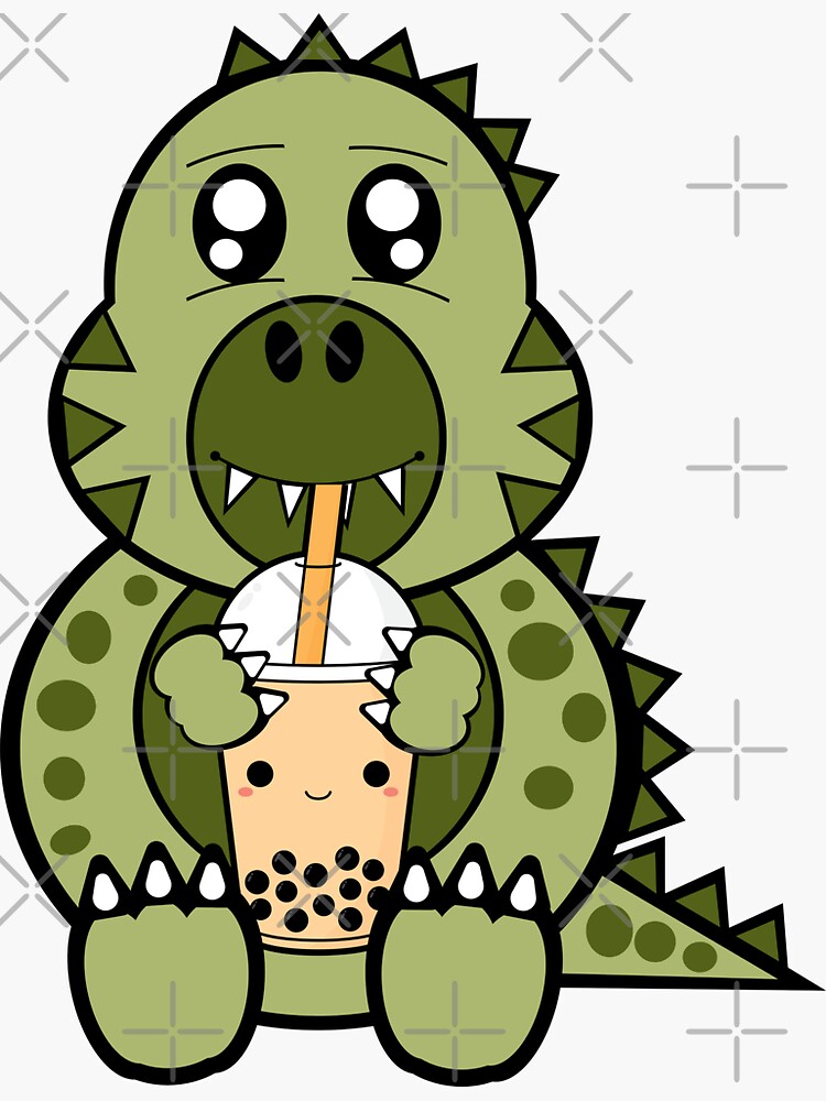 "Cute T Rex Drinking Boba Tea-Boba T rex" Sticker for Sale by ...