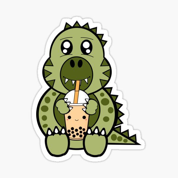 "Cute T Rex Drinking Boba Tea-Boba T rex" Sticker for Sale by ...