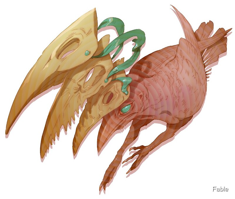 "Unsettling Mask Bird" by Fable | Redbubble