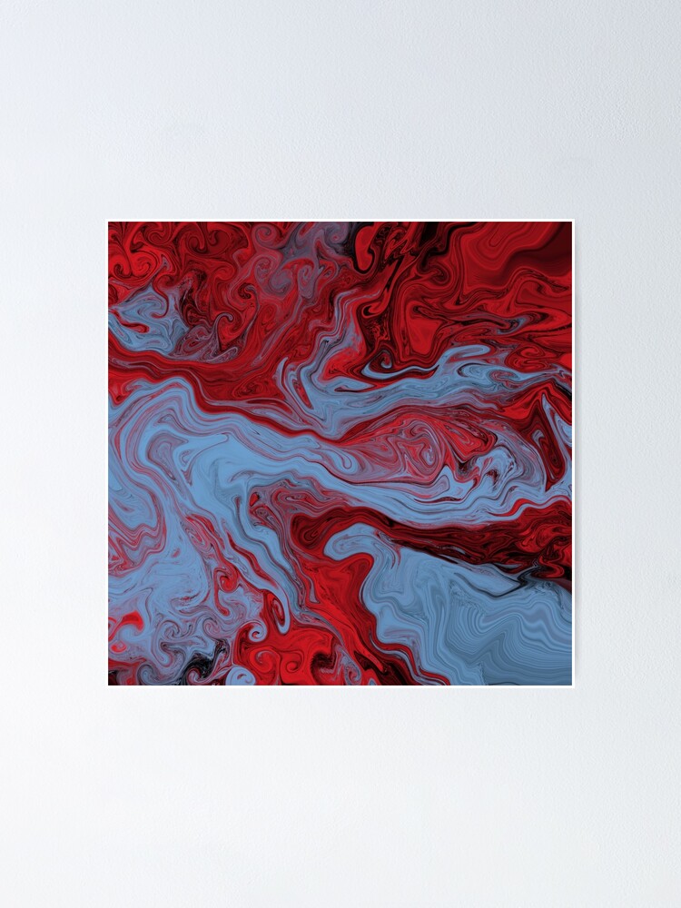 "Psychedelic original artwork in Daphne Blue & Fiesta Red" Poster for ...