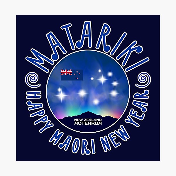 "Happy Maori New Year. Matariki is winter holiday of New Zealand or ...