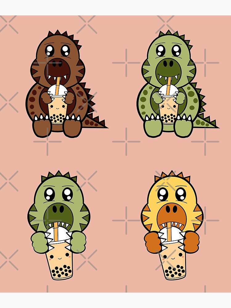 "Cute T Rex Drinking Boba Tea-Boba T rex" Poster for Sale by ...