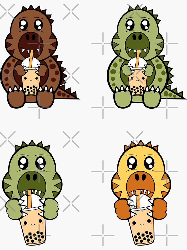 "Cute T Rex Drinking Boba Tea-Boba T rex" Sticker for Sale by ...
