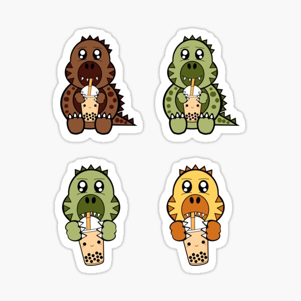 "Cute T Rex Drinking Boba Tea-Boba T rex" Sticker for Sale by ...