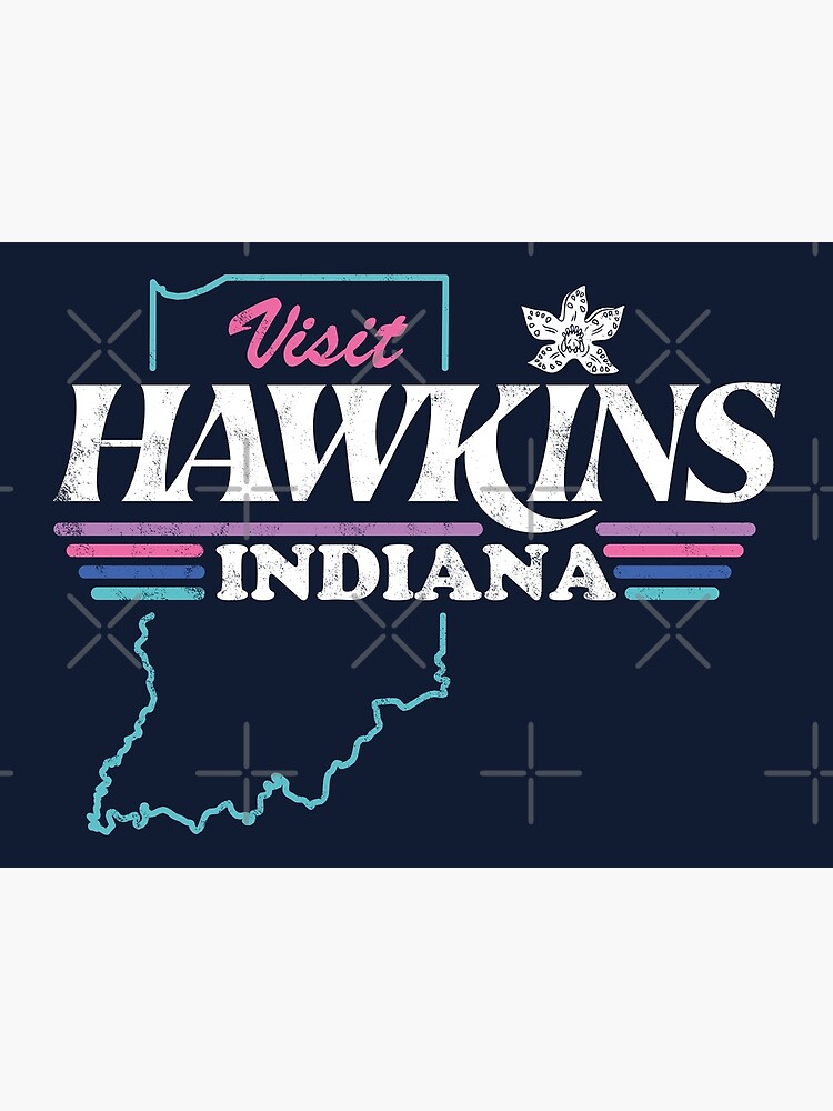 "Visit Hawkins, Indiana - Retro 1980s tourist souvenir with subtle ...