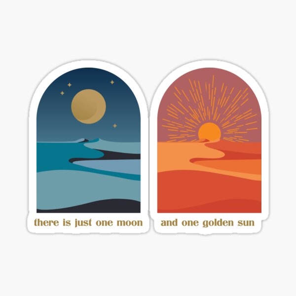 "One Moon & One Golden Sun" Sticker for Sale by Studio1121 | Redbubble