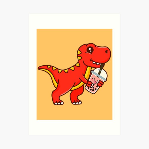 "Cute T Rex Drinking Boba Tea-Boba T rex" Art Print for Sale by ...