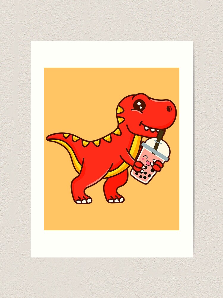 "Cute T Rex Drinking Boba Tea-Boba T rex" Art Print for Sale by ...