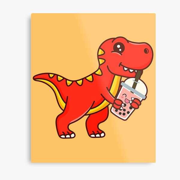 Lámina metálica «Lindo T Rex bebiendo té de Boba-Boba T rex» de ...