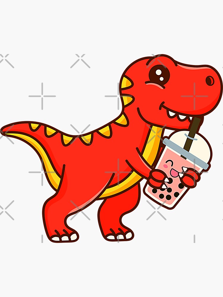 "Cute T Rex Drinking Boba Tea-Boba T rex" Sticker for Sale by ...