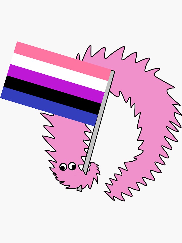 "worm with gender fluid flag" Sticker for Sale by wormwithastring ...