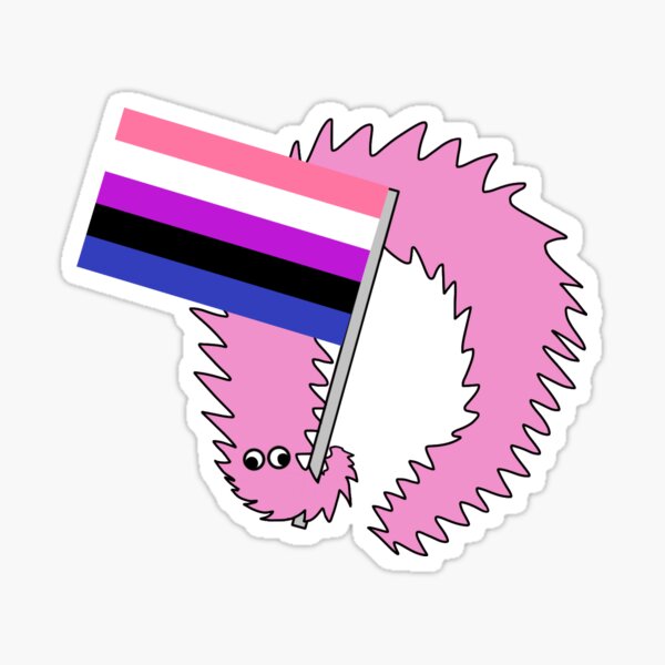 "worm with gender fluid flag" Sticker for Sale by wormwithastring ...