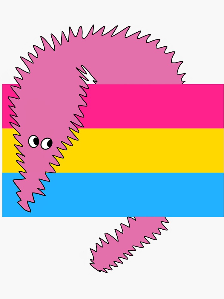 "worm with pan flag" Sticker for Sale by wormwithastring | Redbubble