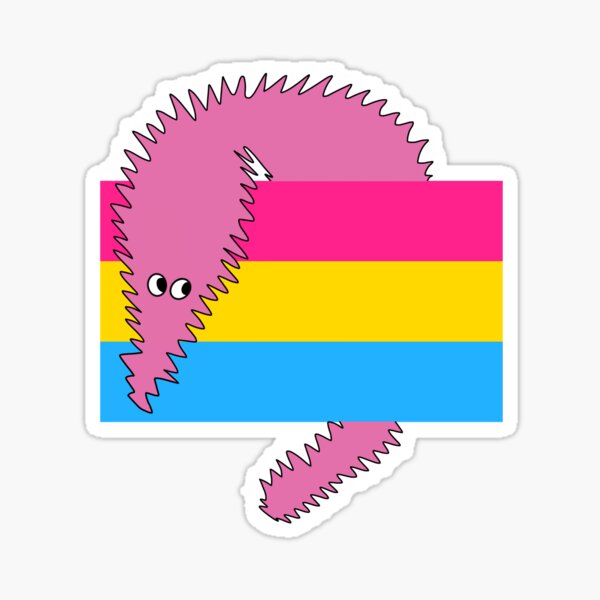 "worm with pan flag" Sticker for Sale by wormwithastring | Redbubble