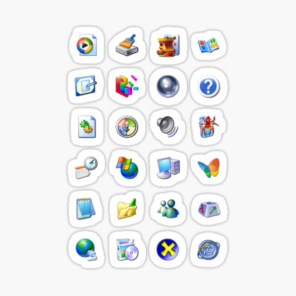 "Windows XP Icon Pack" Sticker for Sale by Peeshes | Redbubble
