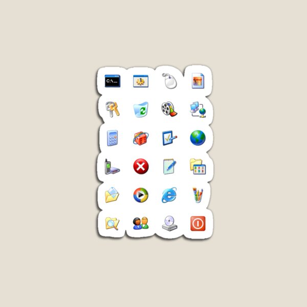 "Windows XP Icon Pack" Magnet for Sale by Peeshes | Redbubble