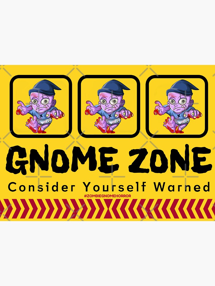 "Baby Gnomes Warning Sign ''ZOMBIE GNOME ZONE'' Funny Cartoon" Sticker ...
