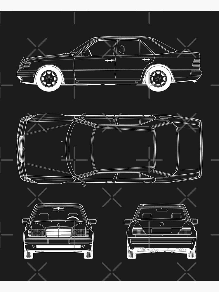 "w124 500e Blueprint Classic car" Poster for Sale by chalavek | Redbubble