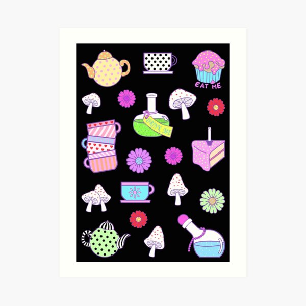 "Wonderland Tea Party Tea Cups Cake Teapots Toadstools Flowers" Art ...