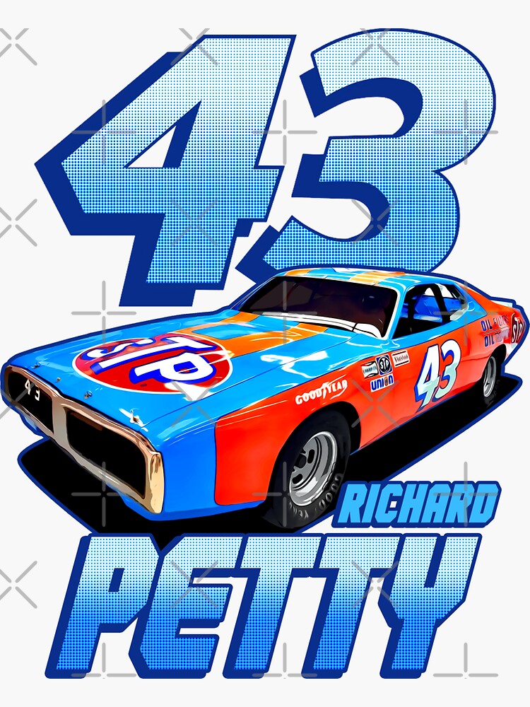 "Richard Petty 43 Nascar Legend retro style" Sticker for Sale by ...