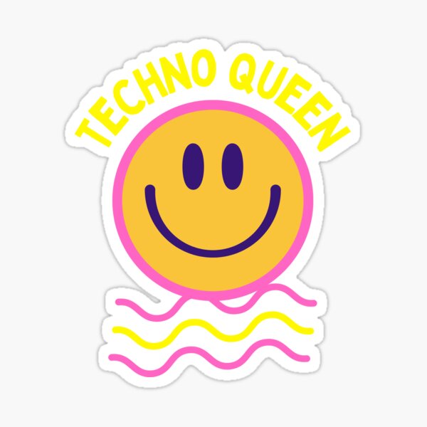"Techno queen (90´s style) -Yellow " Sticker for Sale by Eldragonfly1 ...
