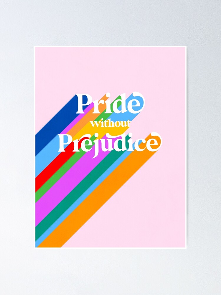 "Pride without Prejudice - Typographic words with Rainbow shadow ...