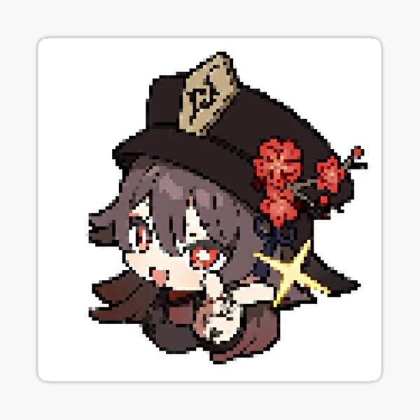 "Genshin Impact - Hu Tao Pixel Emote" Sticker for Sale by deadmoonelf ...
