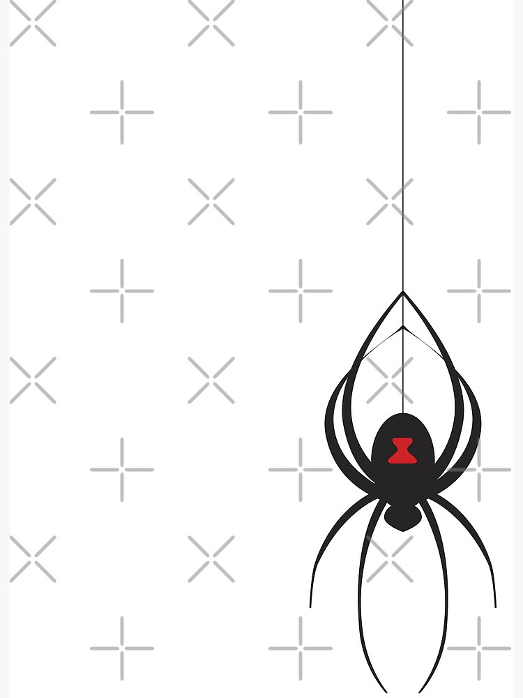 "Black widow spider coming down a single line of web" Art Board Print ...