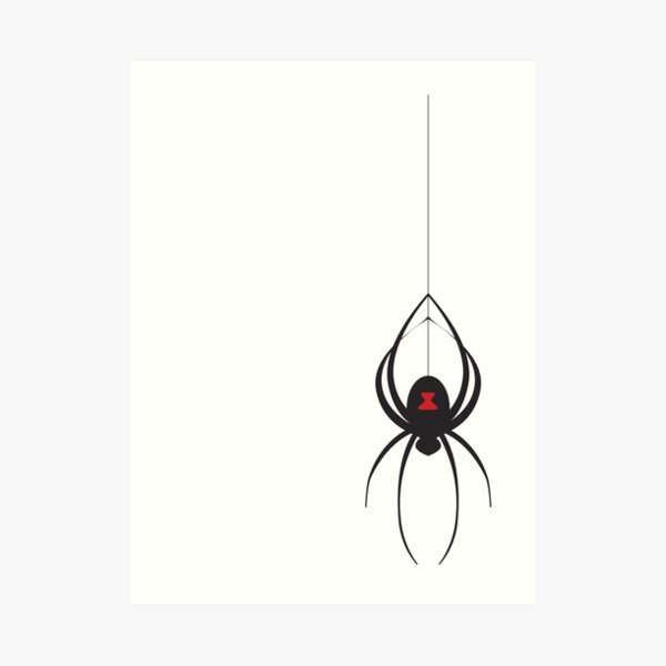 "Black widow spider coming down a single line of web" Art Print for ...