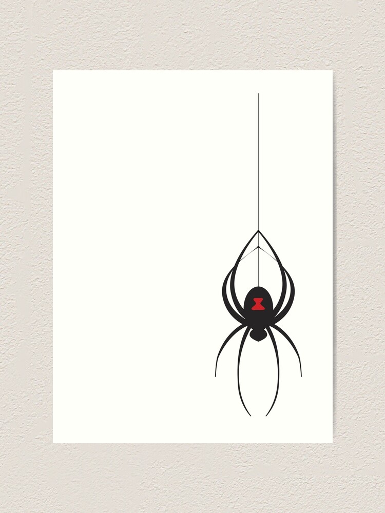 "Black widow spider coming down a single line of web" Art Print for ...