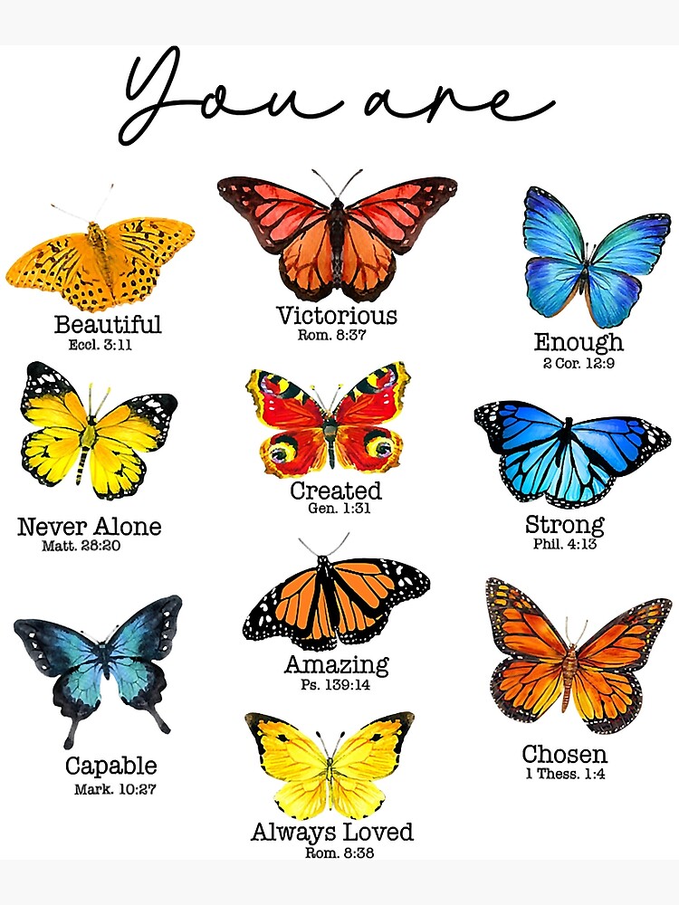 "Bible Verse Christian Scripture Watercolor Butterfly Psalm" Poster for ...