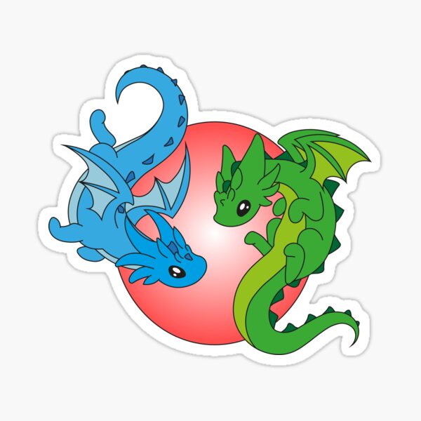 "2 Flying Dragons" Sticker for Sale by RevivalGraphic | Redbubble
