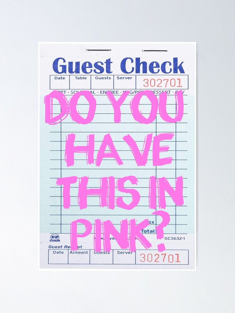 "PINKKKK - GUEST CHECK NIKKISBLING_" Poster for Sale by nicolekap29 ...