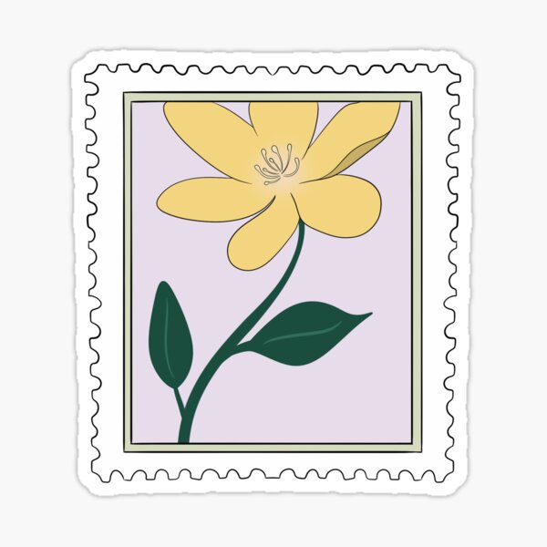 "Yellow flower stationery stamp sticker " Sticker for Sale by Death ...