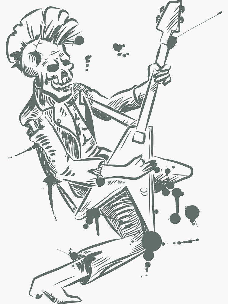 "Skeleton Rocker" Sticker for Sale by antevasinart | Redbubble