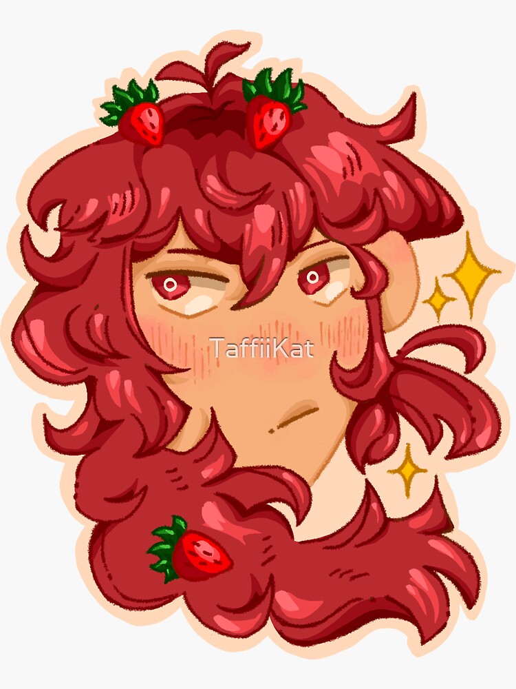"Strawberry Diluc!" Sticker for Sale by TaffiiKat | Redbubble