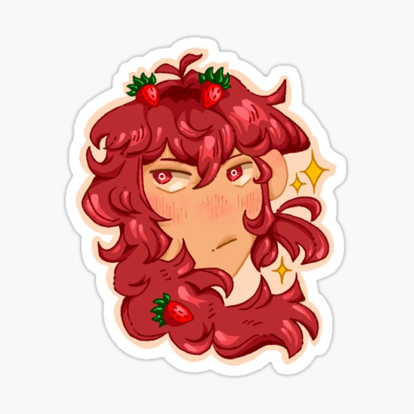 "Strawberry Diluc!" Sticker for Sale by TaffiiKat | Redbubble